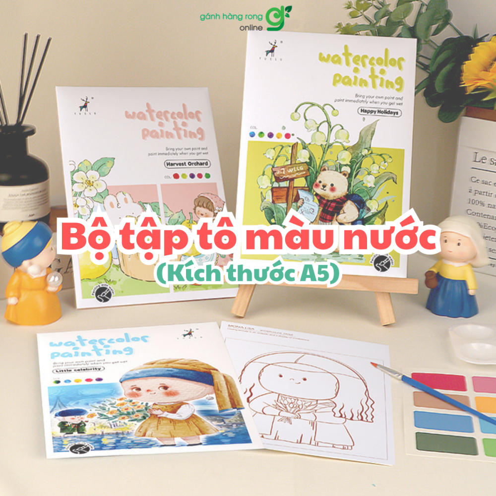 A5 size watercolor coloring set, creative coloring set for children ...