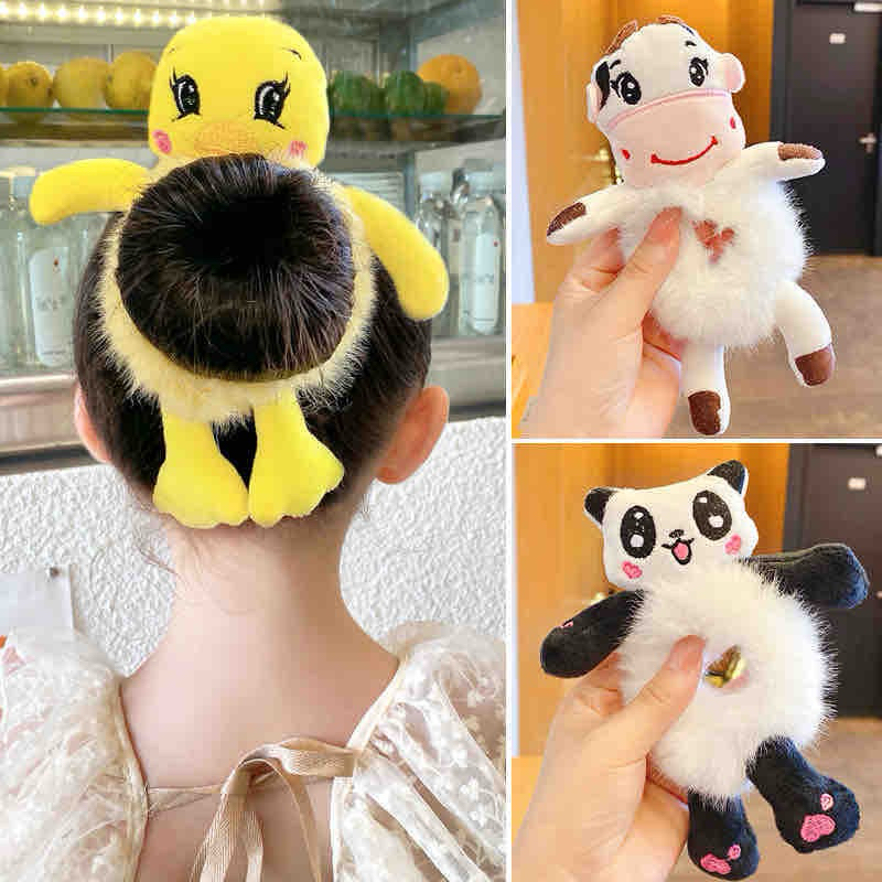 Elastic hair tie shaped like (pink rabbit, cat, bear, pikachu, cow ...