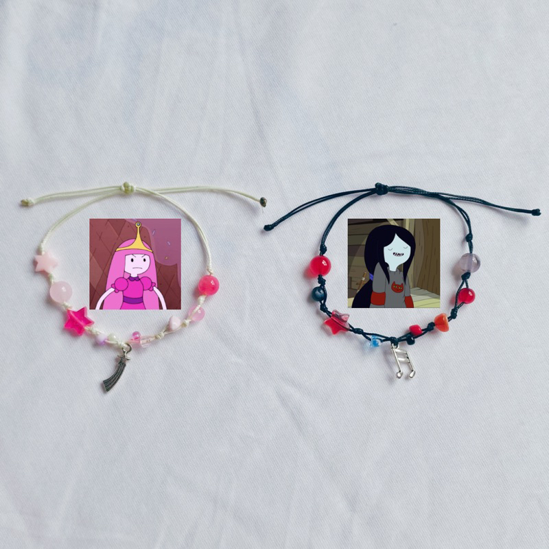 Handmade string bracelet, Bubblegum x Marceline drawstring bracelet ...