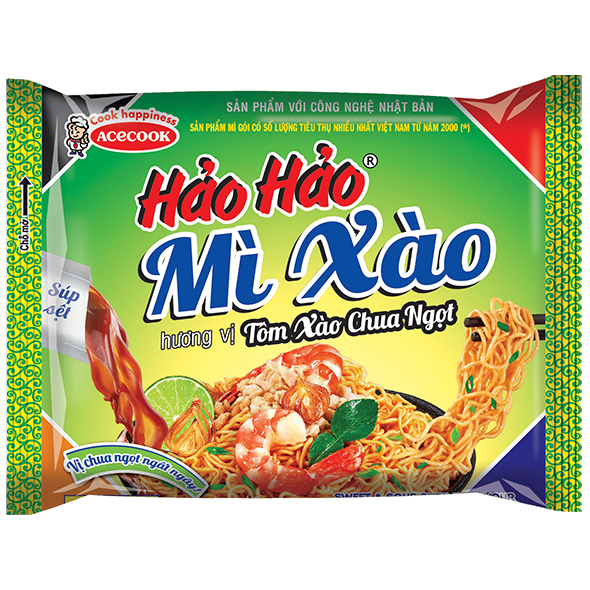 10 Packs Of Hao Hao Noodles Stir Fried With Acecook Sweet And Sour Shrimp Flavor Shopee