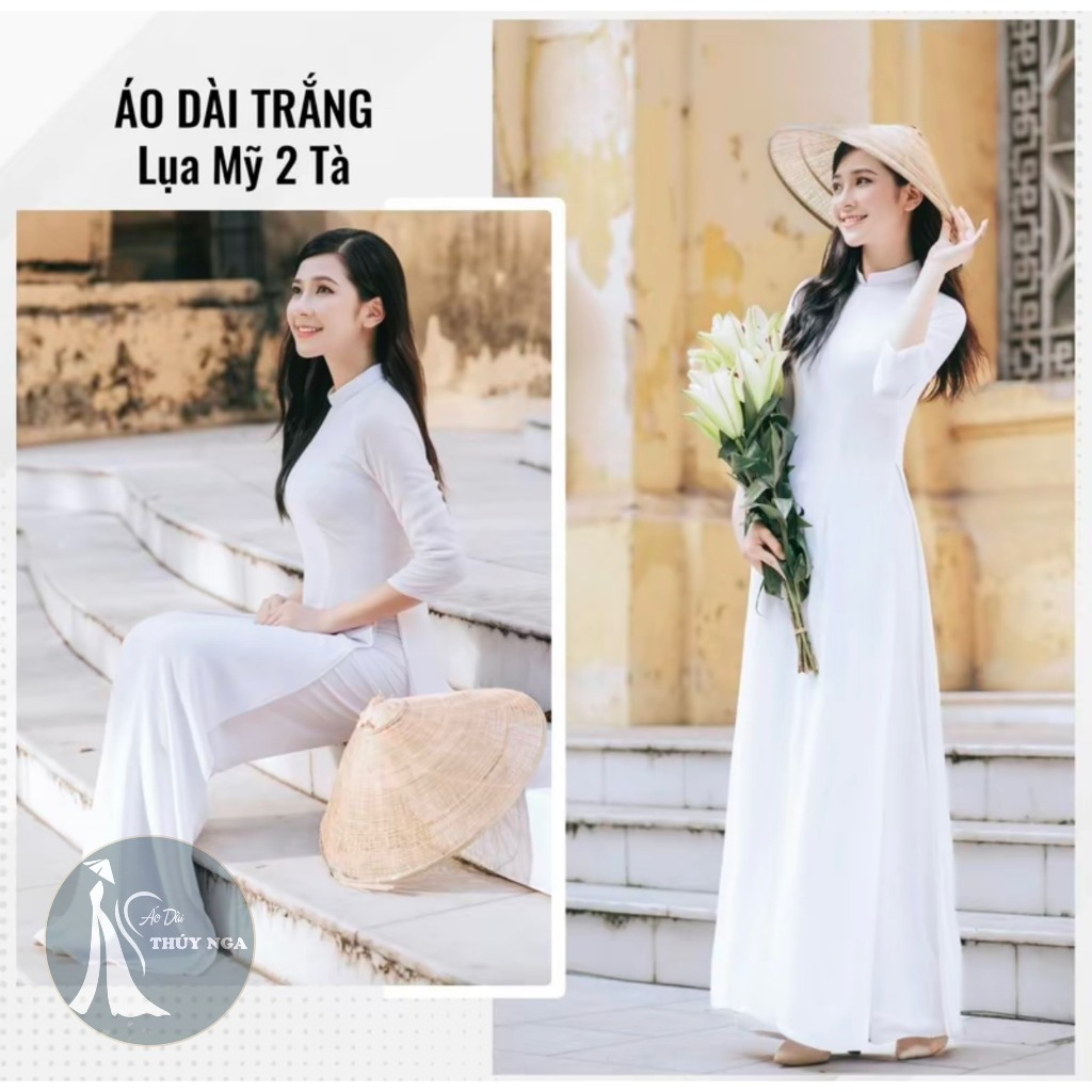 [YEARBOOK Ao Dai] White AO dai with 2 fine silk panels for students ...