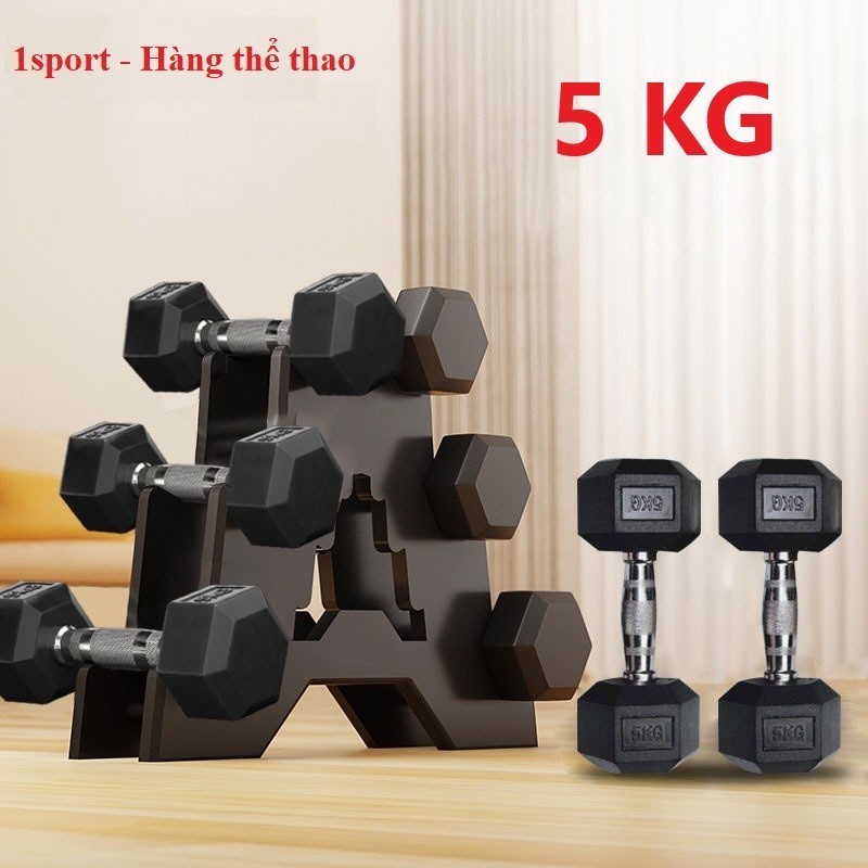 Hexagonal dumbbells with cast iron core and rubber coating 5kg 2.5kg ...