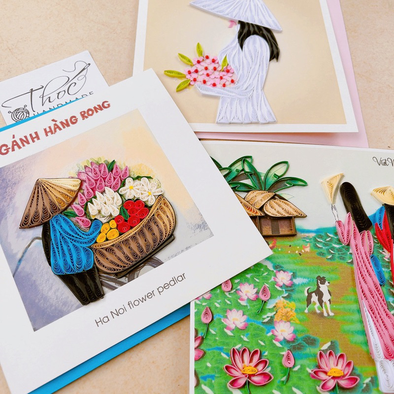 Quilling Cards, Vietnamese souvenir gift, size 15x15cm | Shopee Philippines