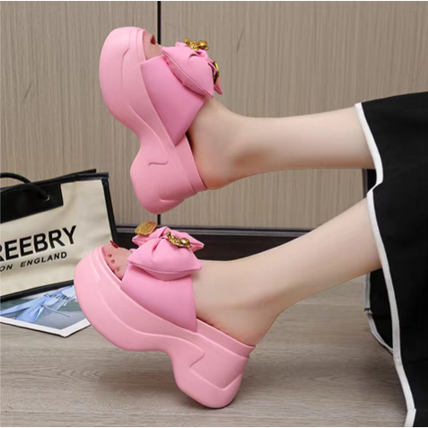 Bm SLIPPERS WITH ROLLED SOLES WITH BEAR BOW PREMIUM GOODS1 | Shopee ...