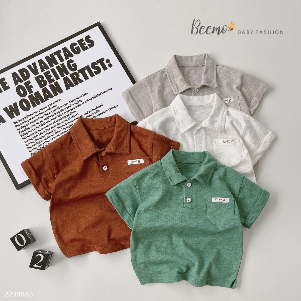 Beemo short sleeve polo t-shirt with pocket, set of 2 cotton material ...