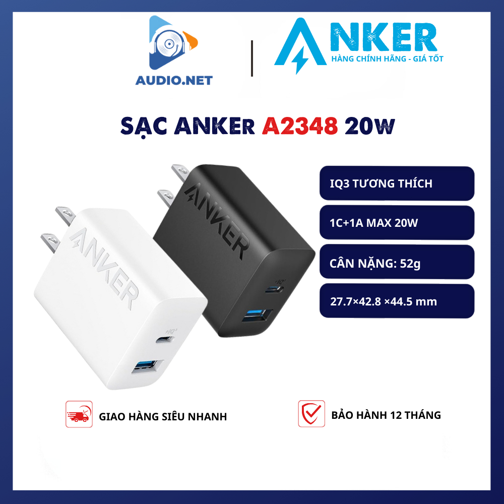 Anker A2348 20w Fast Charger With 2 Ports C+A IQ3 - | Shopee Philippines