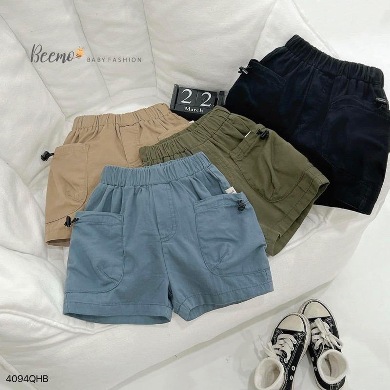 Khaki shorts with drawstring pockets for children 10-20kg | Shopee ...