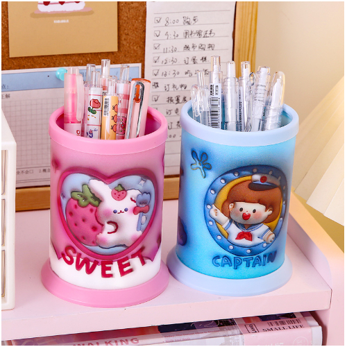 Plastic Pen Holder With Funny Cartoon Pattern, Multi-Purpose Pen Plug ...