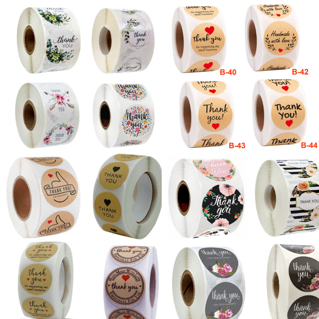 Roll 500 Stickers Thank you Stickers - Super Cute Thank you | Shopee ...