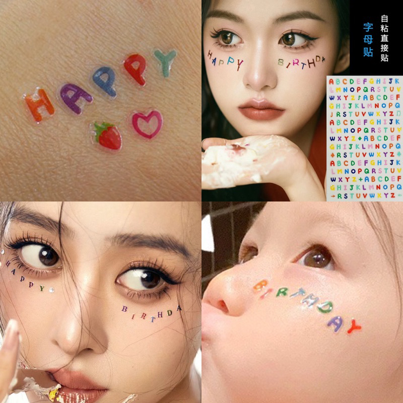 (best model) letter and number stickers for makeup, face makeup stones ...