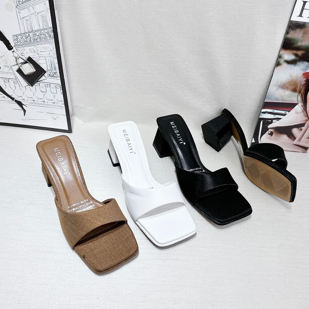 Stylized strappy clogs with square sole, 5cm high, QC products | Shopee ...