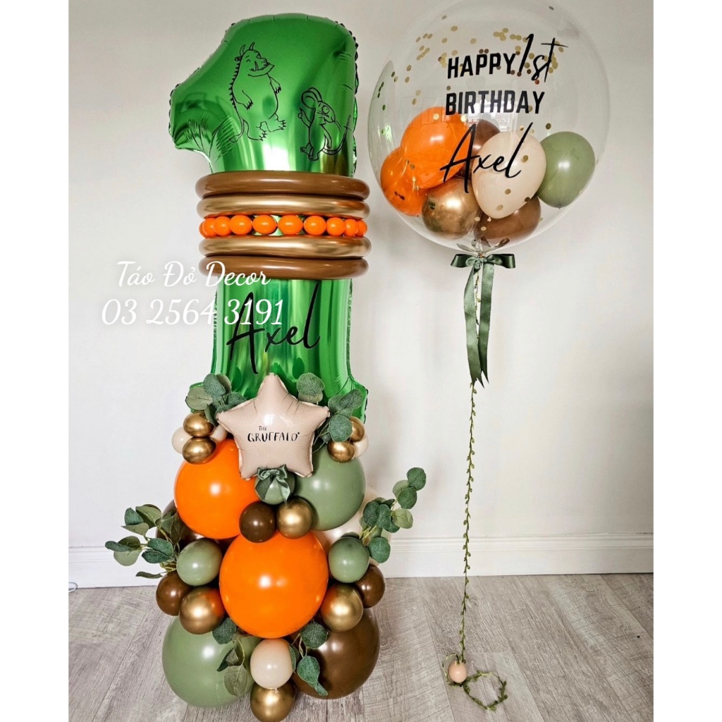Green BALLOON SET WITH FOREST ANIMAL THEME (INCLUDING BALLOON ROLLS AND ...