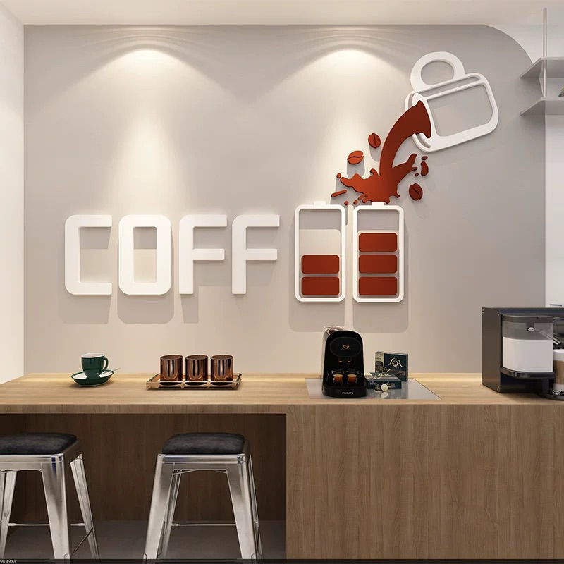 Acrylic coffee mica wall murals decorate cafes, milk tea shops, tea ...