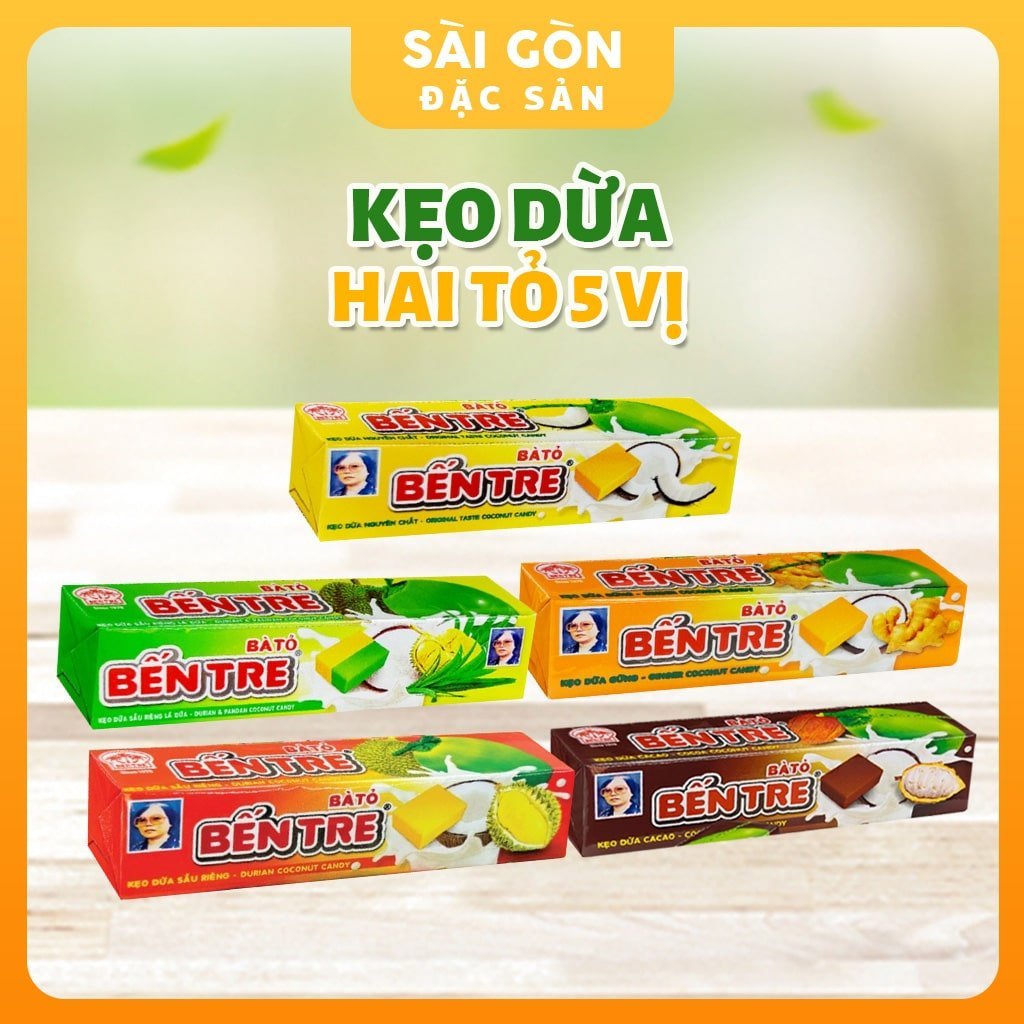 Ben Tre Ba Hai To Coconut Candy 5 Pure Flavors, Durian, Cocoa, Ginger ...
