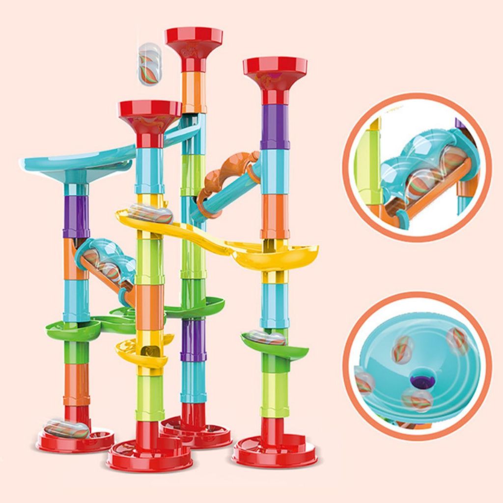 Marble Run Ball Drop Slide Assembly Set 113 Round Pipe Lever Ball ...