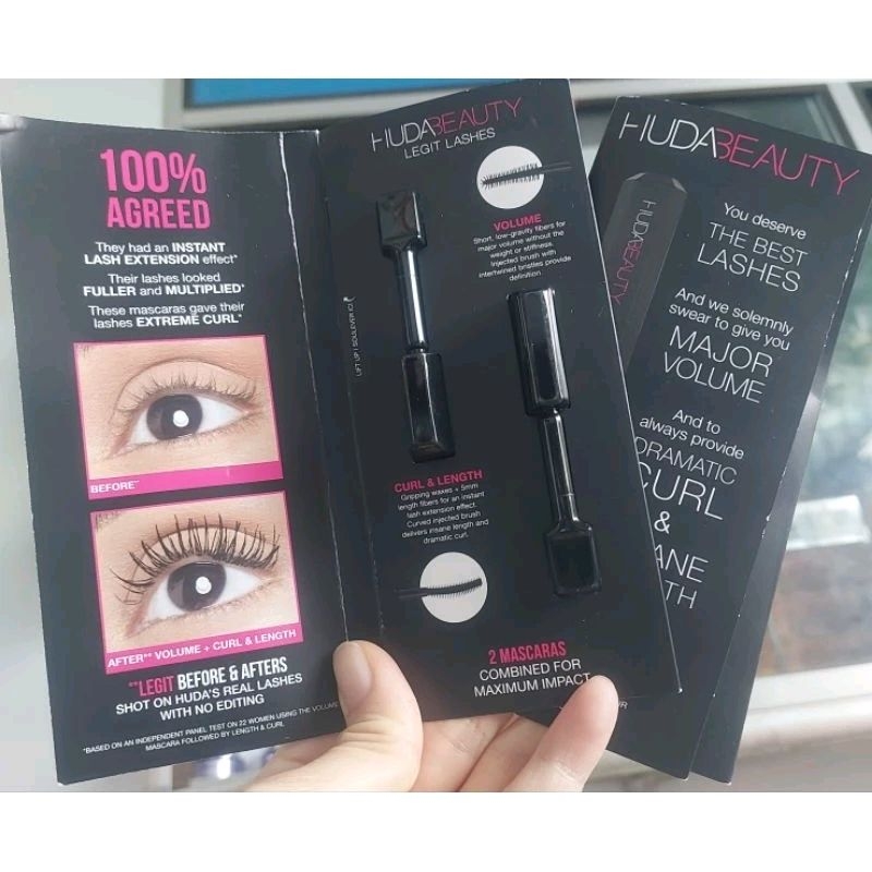 2-ended lengthening mascara sample & HUDA BEAUTY Legit Lashes | Shopee ...
