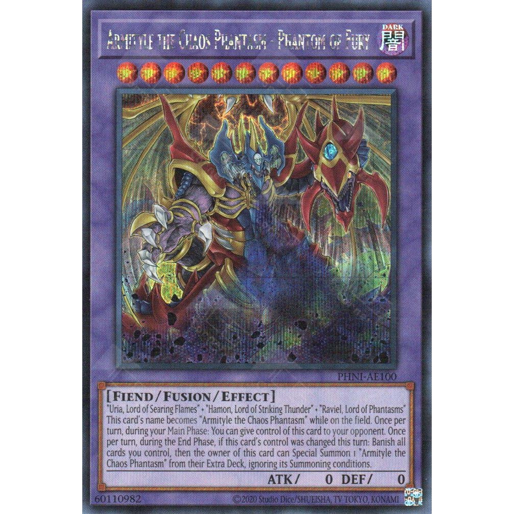 [ Yu-gi-oh! ] [ Ae ] 01 Card PHNI-AE100 Armityle the Chaos Phantasm - Phantom of Fury (SER ...