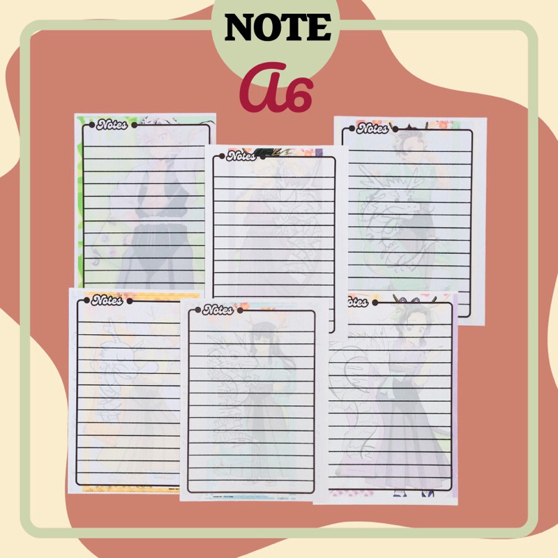 50 sheets of A6 Anime Note paper with diverse designs | Shopee Philippines