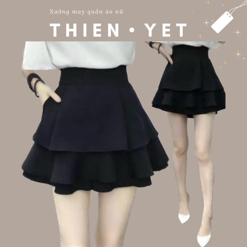 Smooth 2-LAYER skirt (zipper waistband - inner pants) with two-layer ...