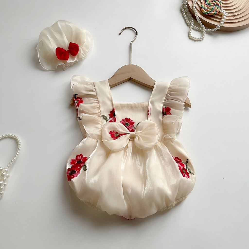 Cream Embroidered Floral Body for Baby Girls from Newborn to 12kg Comes ...