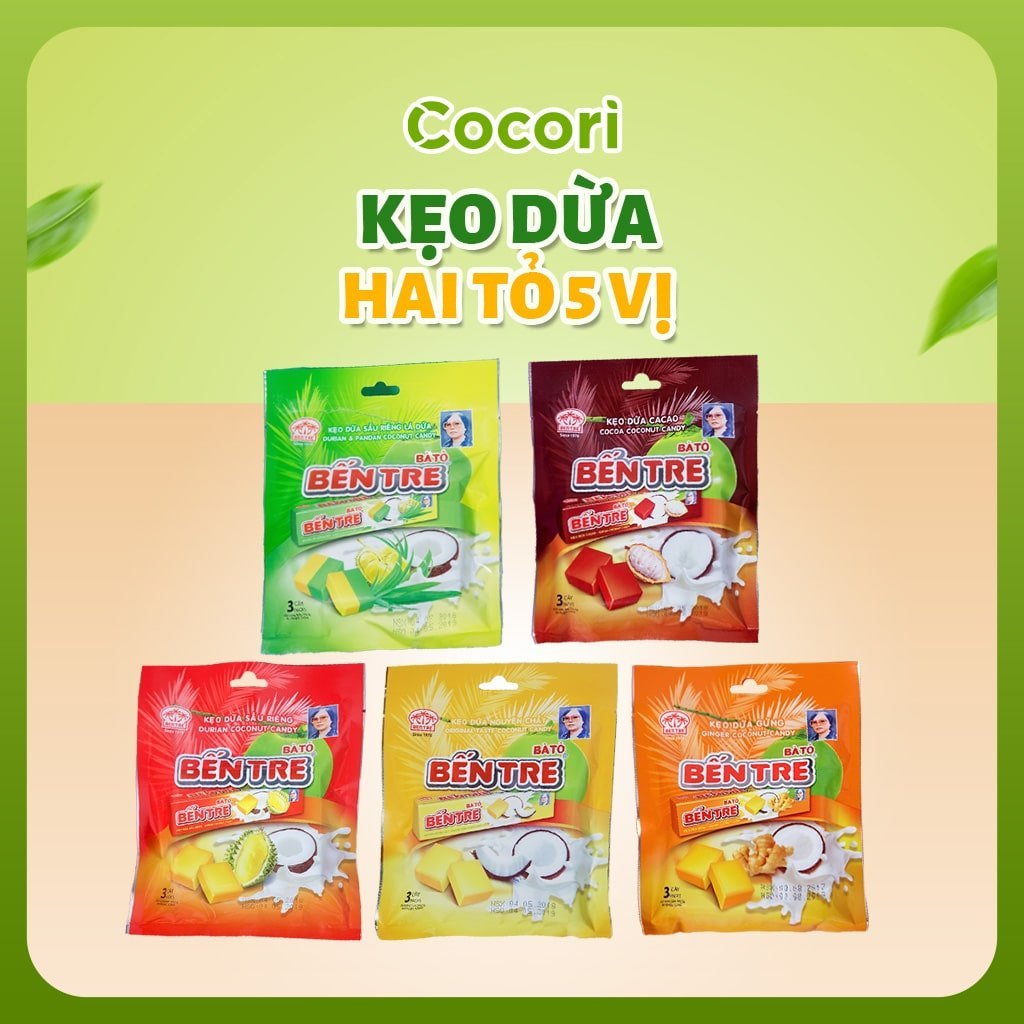Ben Tre Ba Hai Rang Coconut Candy 5 Pure, Durian, Cocoa, Ginger And ...