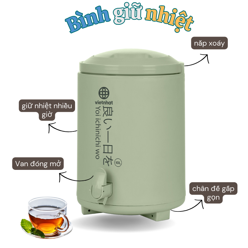 Viet JAPAN thermos with faucet large size 6L, 8L, 10L - New model ...