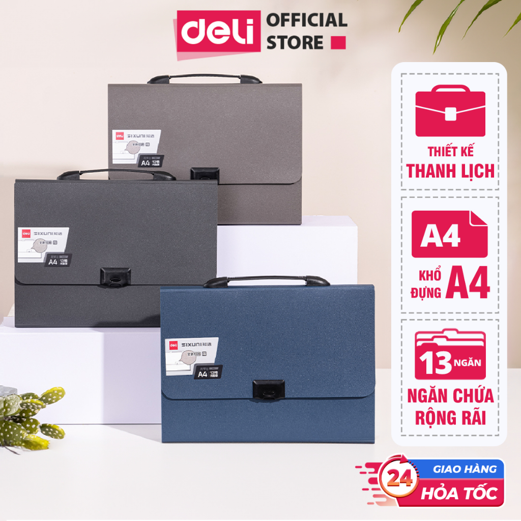 DELI Expandable Document Cover A4 Size 13 Spacious Compartments ...