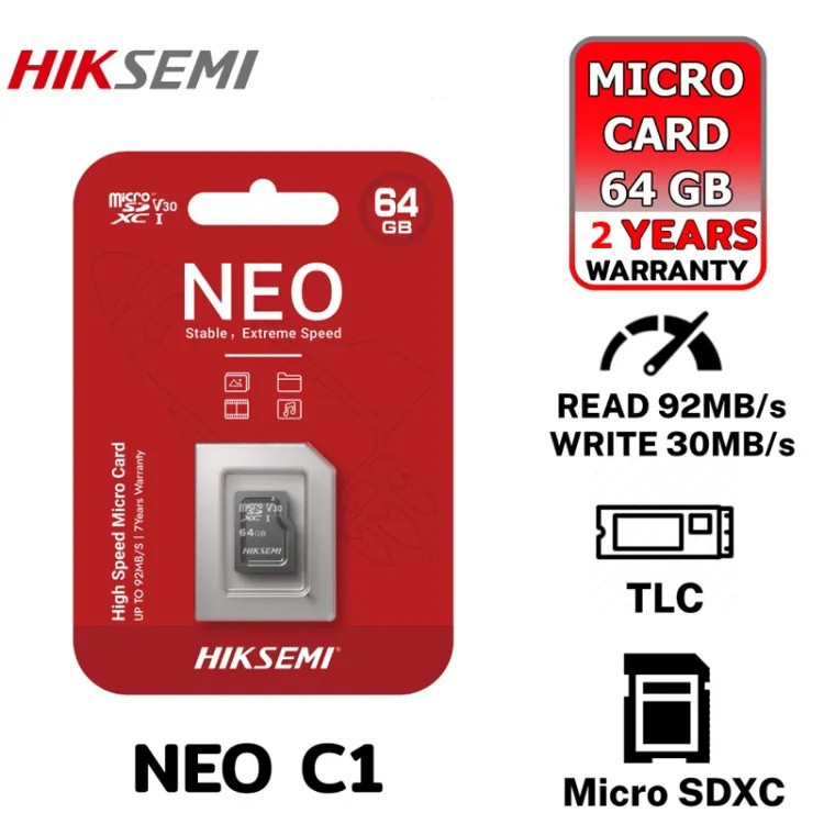 Genuine HIKSEMI (HIKVISION) Micro SD Memory Card 32GB, 64GB, 128GB ...