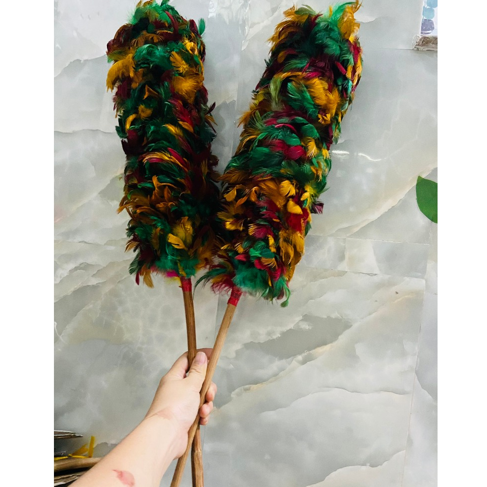 Large Multi-Colored American Chicken Feather Brush 60 cm Soft Dust ...