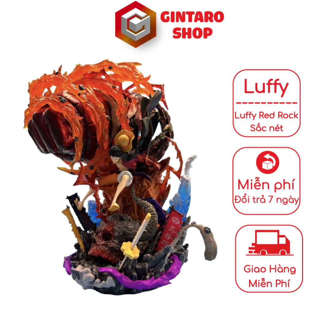 One Piece Luffy Red Rock Fire Effect Model 25cm High Latest Version ...