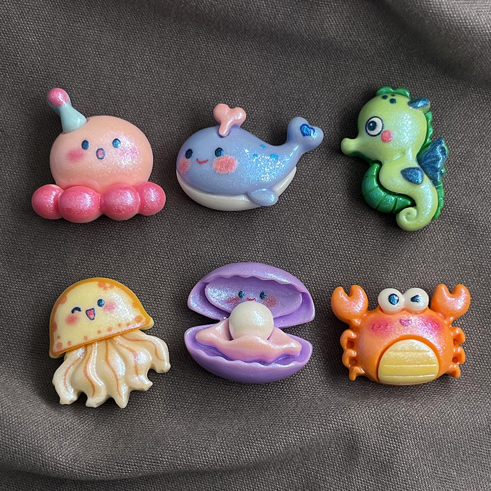Set of 6 Slipper Charms, Jibbitz Stickers Ocean Theme Fish, Crab ...