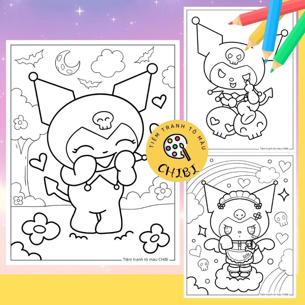 Coloring Pictures For Babies Set Of 20 Kuromi Paintings Coloring Lead ...