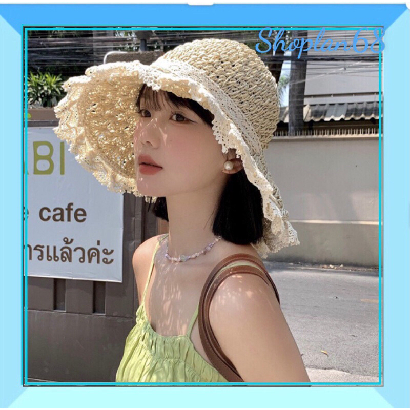 Sedge hat with bow tie and super pretty lace trim M213 | Shopee Philippines