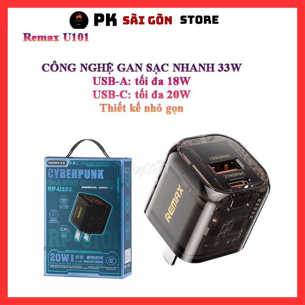 Remax RP-U101 Quick Charger 1 USB 2 Port Type C Max 33W New Genuine GaN Technology 2024 | Shopee ...