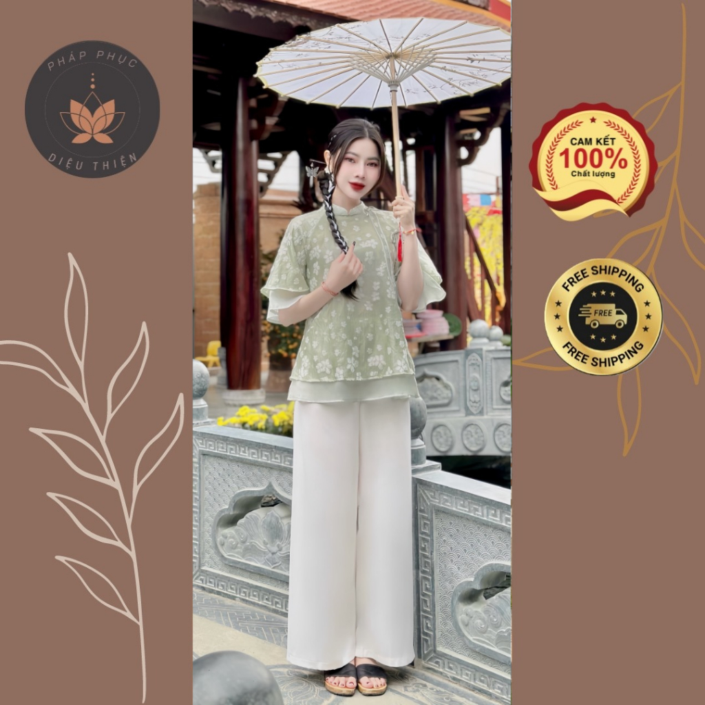 Dharma clothes for going to Ha Chi Pagoda made of soft silk chiffon ...