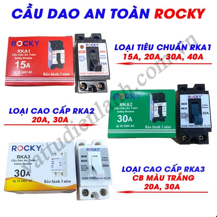 [CN Hcm] ROCKY Safety Circuit Breaker 15A 20A 30A 40A ,CB aptomat ,MCCB ...