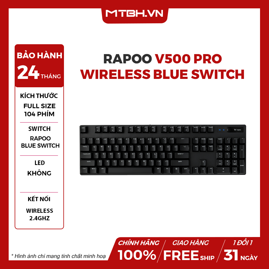 Rapoo V500 Pro Wireless Blue Switch Mechanical Keyboard | Shopee Philippines