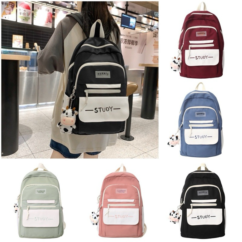 Study Backpack Korean Student Backpack - PVC School Backpack Fit A4 ...