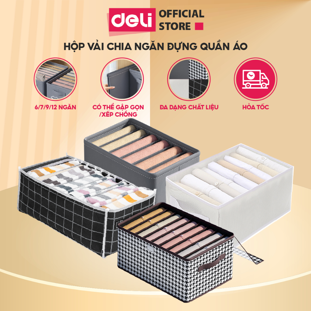 Fabric Clothes Storage Box Divided into 6/7/9/11 Deli Compartments ...
