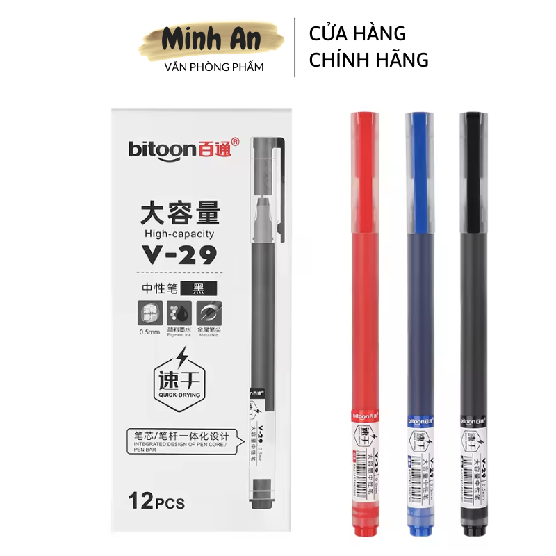Bitoon v29 0.5mm Fast Drying gel Ink Ballpoint Pen For Office Students ...