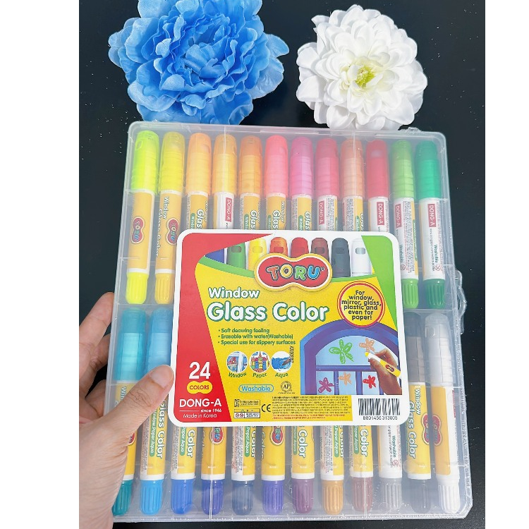 Toru Colored Window Glass - 6-Color Glass Drawing Crayons, 12 Colors ...