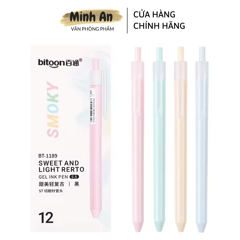 Bitoon 1189 gel Pen With Black Ink, Blue Nib 0.5mm With Many pastel ...