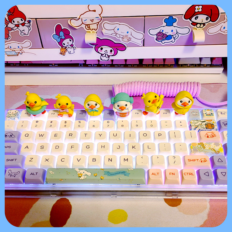 Super Cute Cartoon Yellow Duck Keycap Mechanical Key Button | Shopee ...