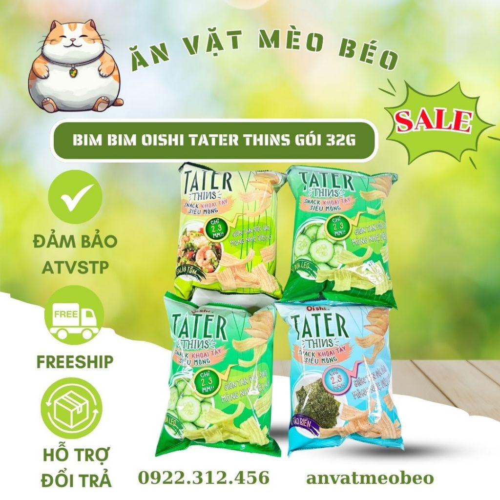 Oishi Tater Thins Super Thin Potato Snack 3 Flavors (32G Pack) | Shopee ...