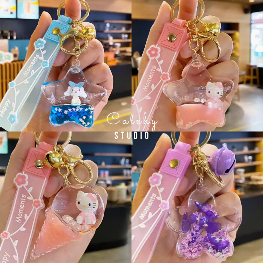 Cinnamoroll Keychains, Hello Kitty Swimming In A Cup Of Water, Ice ...