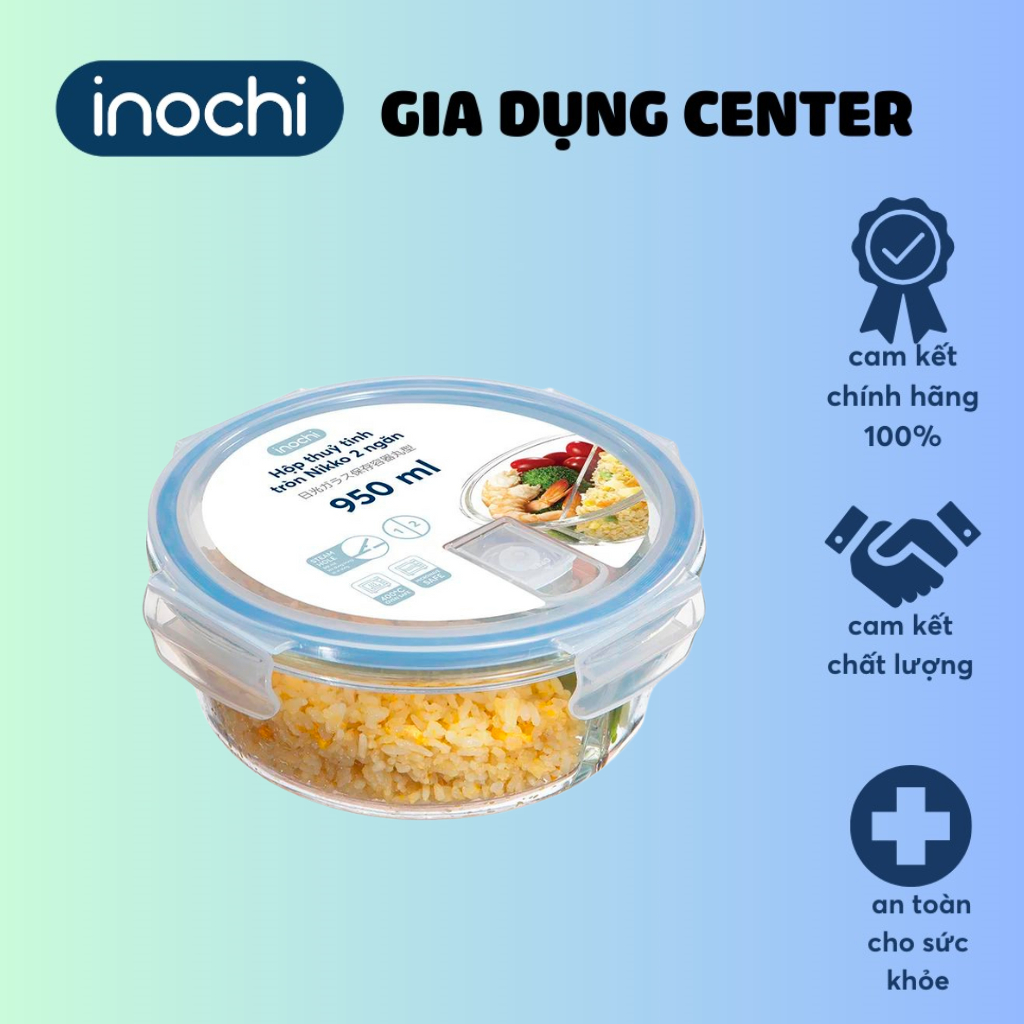 Nikko round glass box - Inochi - 950ml (2 compartments) | Shopee ...