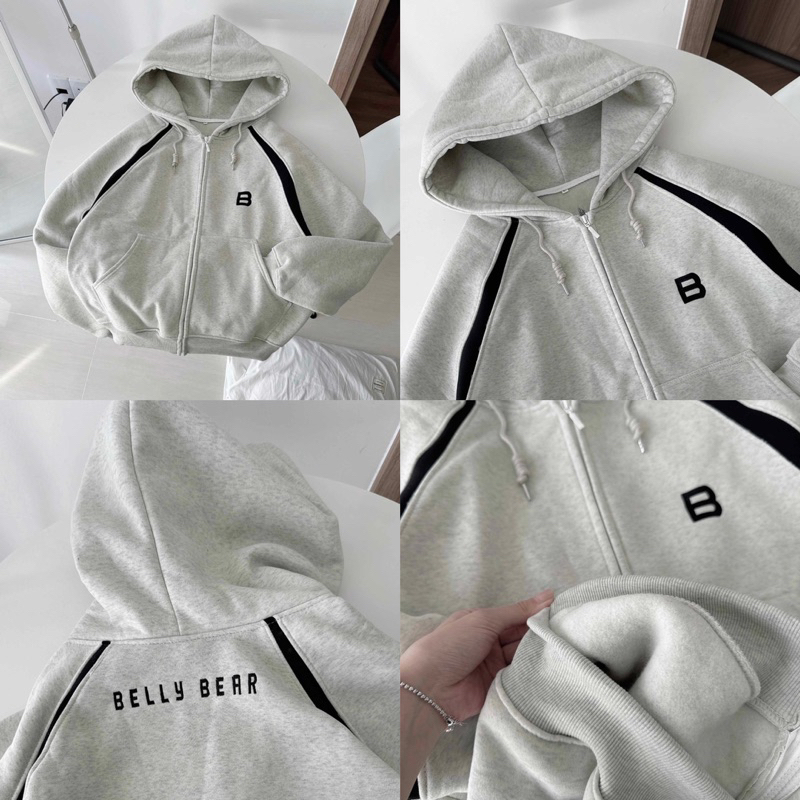 Jacket Zip Form Boxy Belly Bear Embroidered Letter B Unisex can be worn ...