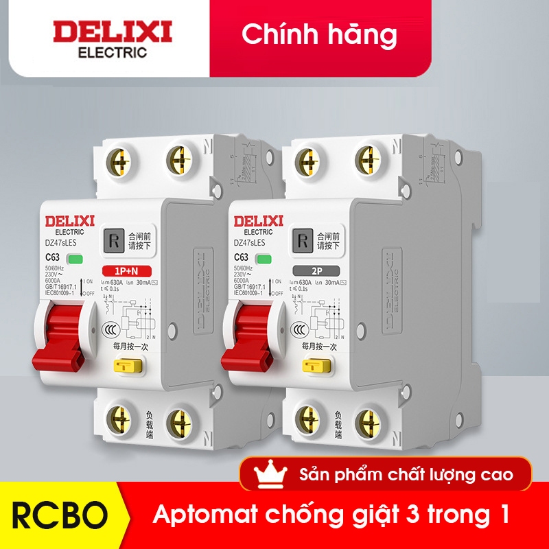Anti-shock Aptomat set CH anti-leakage - anti-overload RCBO DELIXI DZ47sLES 16A,20A,32A,40A,63A ...