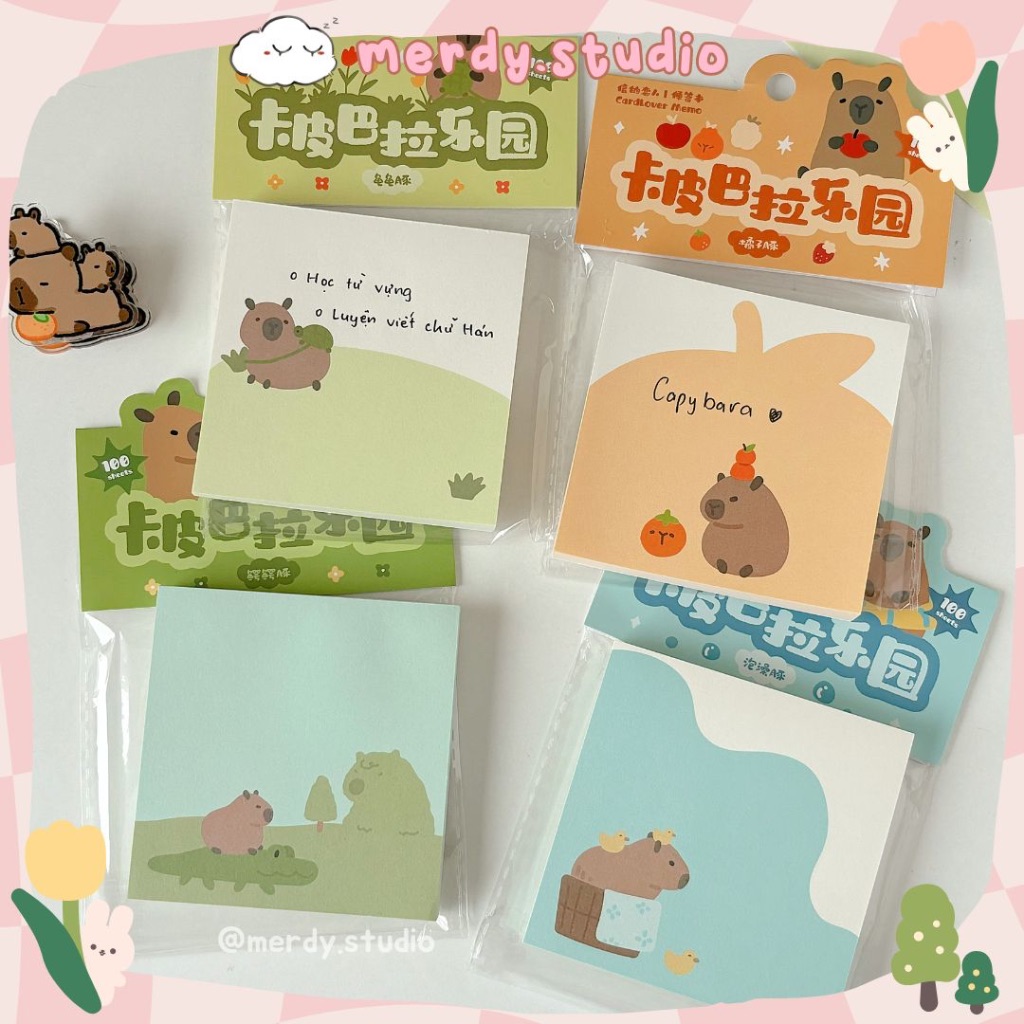 A set of 100 lovely Capybara sticky notes | Shopee Philippines