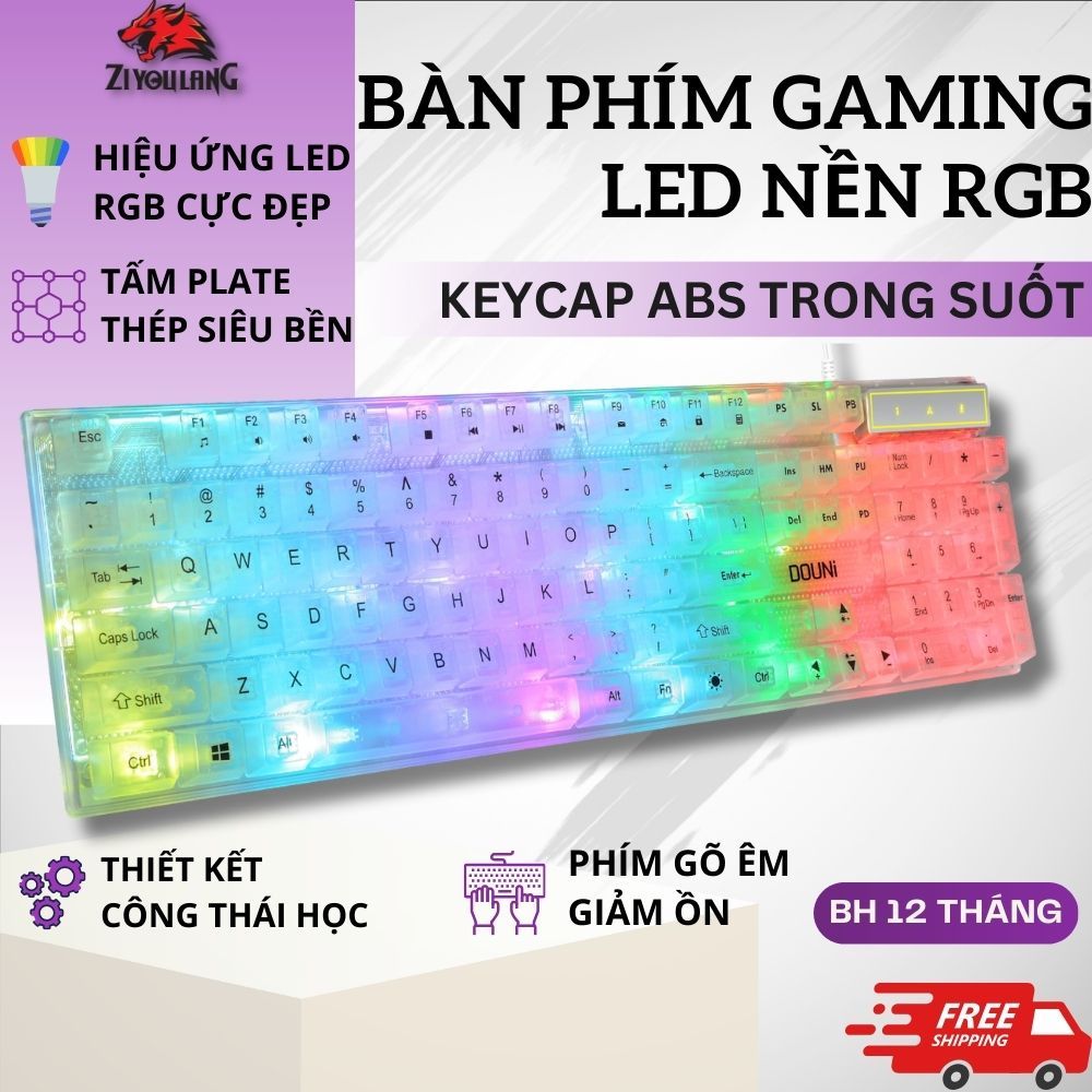 Ziyoulang KB101 DOUNI Computer Gaming Keyboard RGB LED Smooth Typing ...